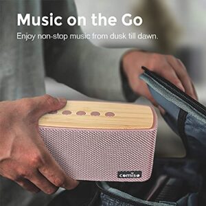 comiso Bluetooth Speakers, 20W Loud Wood Home Audio Outdoor Portable Wireless Speaker, Subwoofer Tweeters for Super Bass Stereo Sound Bluetooth 5.0 Handsfree 24H Playtime (Pink)