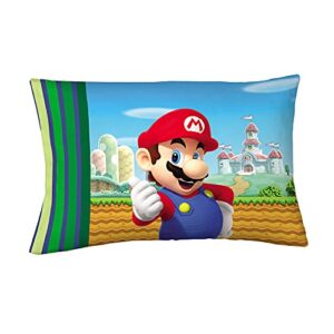 franco kids bedding super soft microfiber reversible pillowcase, 20 in x 30 in, mario