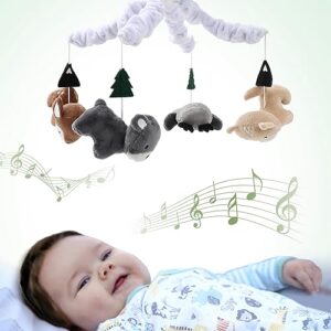 The Peanutshell Woodland Animal Crib Mobile for Baby Boys or Girls | Digital Music Box with 12 lullabies