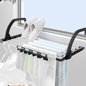 clothes drying rack, stainless steel folding laundry mini towel drying rack indoor/outdoor easy install hanging on door bathroom windowsill guardrail corridor balcony