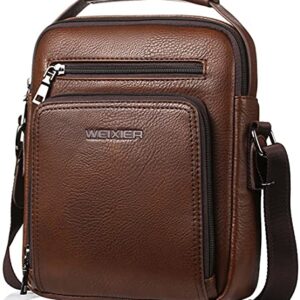 Hjkiopc Zipper Buckle Leather Messenger Bag Vintage Handle Bags for Men Ajustable Satchel Shoulder Bags Multifunction Casual Bag Temperament Fashion Handbag