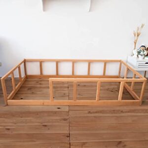 BUSYWOOD Platform Bed for Nursery - Bedroom Furniture for Toddlers - Montessori Floor Bed in Playroom for Boy and Girl (Model 10, Floor Bed without Slats)