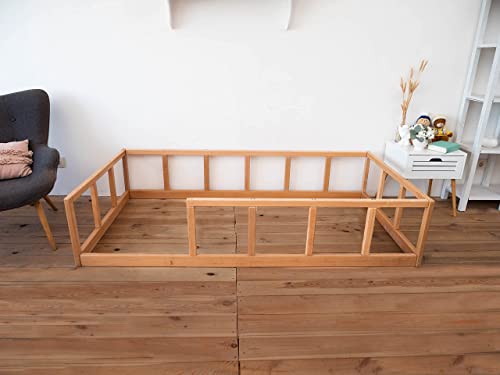 BUSYWOOD Platform Bed for Nursery - Bedroom Furniture for Toddlers - Montessori Floor Bed in Playroom for Boy and Girl (Model 10, Floor Bed without Slats)