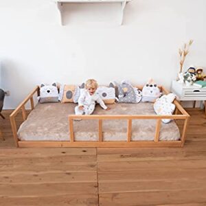 BUSYWOOD Platform Bed for Nursery - Bedroom Furniture for Toddlers - Montessori Floor Bed in Playroom for Boy and Girl (Model 10, Floor Bed without Slats)