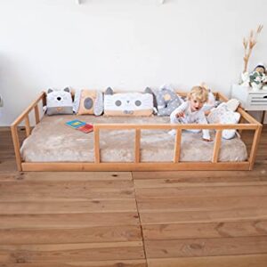 BUSYWOOD Platform Bed for Nursery - Bedroom Furniture for Toddlers - Montessori Floor Bed in Playroom for Boy and Girl (Model 10, Floor Bed without Slats)