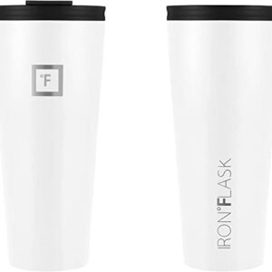 IRON °FLASK Classic Tumbler 2.0-2 Lids, Vacuum Insulated Stainless Steel Bottle, Modern Double Walled, Drinking cup, Simple Thermo Travel Mug, Hydro Water Metal Canteen - Winter White, 32 Oz