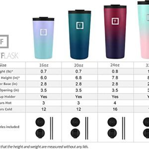 IRON °FLASK Classic Tumbler 2.0-2 Lids, Vacuum Insulated Stainless Steel Bottle, Modern Double Walled, Drinking cup, Simple Thermo Travel Mug, Hydro Water Metal Canteen - Winter White, 32 Oz