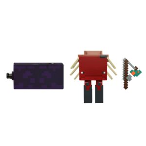 Mattel Minecraft Craft-A-Block Strider Figure, Authentic Pixelated Video-Game Characters, Action Toy to Create, Explore and Survive, Collectible Gift for Fans Age 6 Years and Older