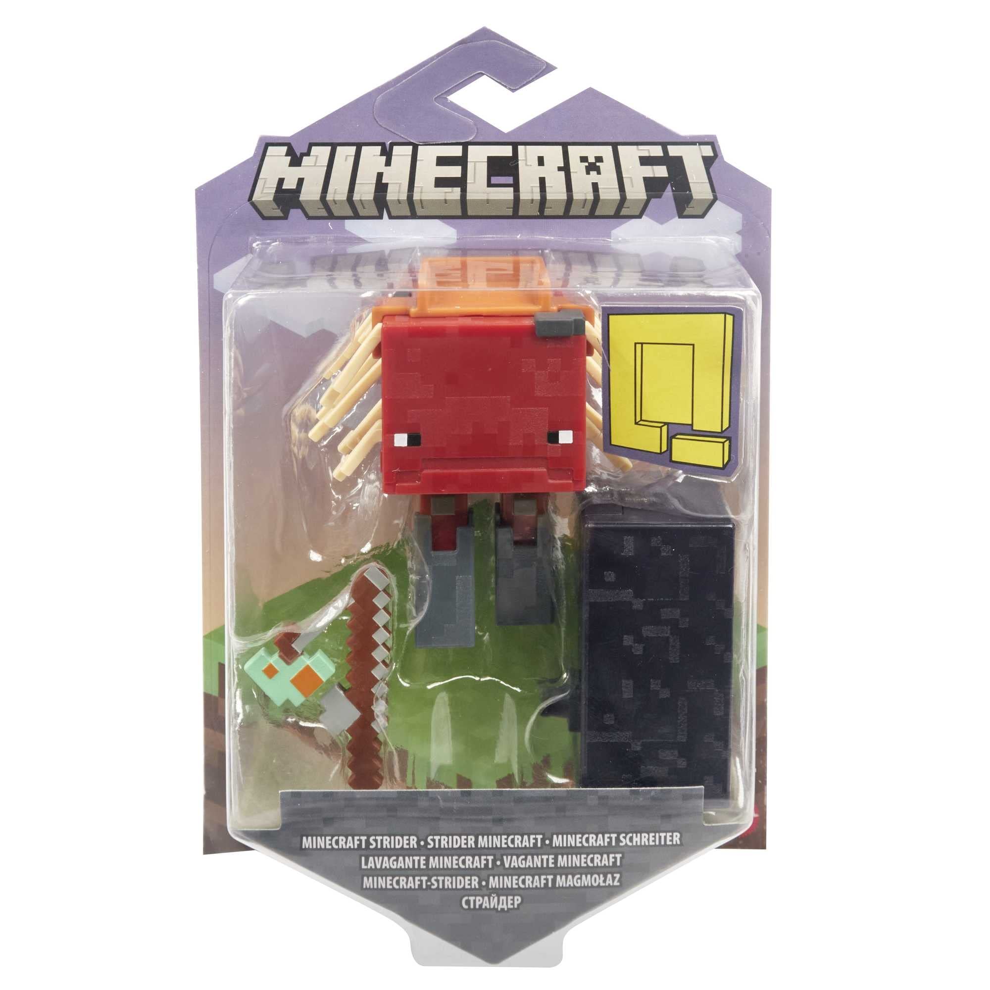 Mattel Minecraft Craft-A-Block Strider Figure, Authentic Pixelated Video-Game Characters, Action Toy to Create, Explore and Survive, Collectible Gift for Fans Age 6 Years and Older