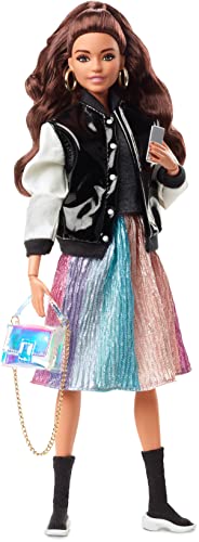 Barbie Signature @BarbieStyle Fully Posable Fashion Doll (Brunette) with 2 Tops, Skirt, Jeans, Jacket, 2 Pairs of Shoes & Accessories, Gift for Collectors