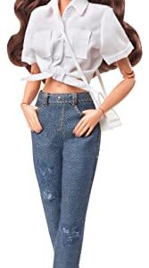 Barbie Signature @BarbieStyle Fully Posable Fashion Doll (Brunette) with 2 Tops, Skirt, Jeans, Jacket, 2 Pairs of Shoes & Accessories, Gift for Collectors