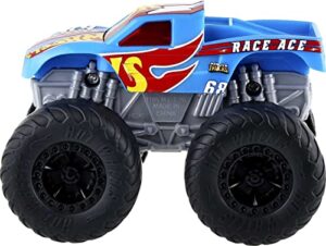 hot wheels monster trucks roarin’ wreckers, 1 1:43 scale truck with lights & sounds, plays truck's theme song, toy for kids 3 years old & older