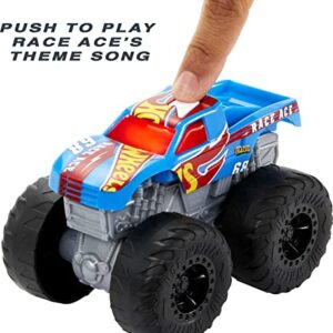 Hot Wheels Monster Trucks Roarin’ Wreckers, 1 1:43 Scale Truck with Lights & Sounds, Plays Truck's Theme Song, Toy for Kids 3 Years Old & Older