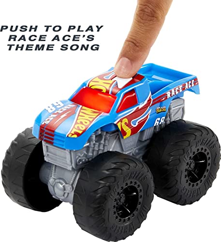 Hot Wheels Monster Trucks Roarin’ Wreckers, 1 1:43 Scale Truck with Lights & Sounds, Plays Truck's Theme Song, Toy for Kids 3 Years Old & Older