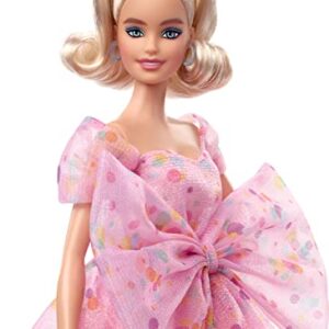 Barbie Signature Birthday Wishes Doll (11.5 in Blonde) Wearing Pink Tulle Gown & Shoes, with Customizable Packaging, Gift for 6 Year Olds & Up