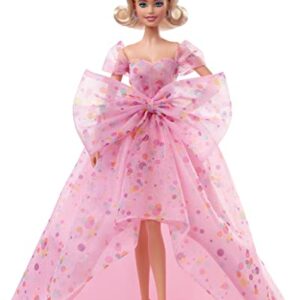 Barbie Signature Birthday Wishes Doll (11.5 in Blonde) Wearing Pink Tulle Gown & Shoes, with Customizable Packaging, Gift for 6 Year Olds & Up