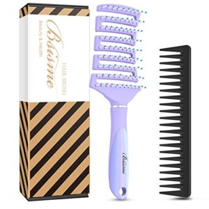 hair brush, curved vented brush faster blow drying, professional detangling hair brushes for women men kids, paddle detangler brush for wet dry curly thick straight hair