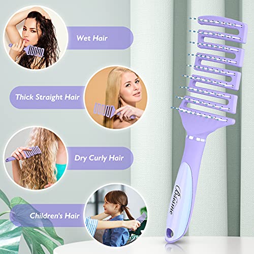 Hair Brush, Curved Vented Brush Faster Blow Drying, Professional Detangling Hair Brushes for Women Men Kids, Paddle Detangler Brush for Wet Dry Curly Thick Straight Hair