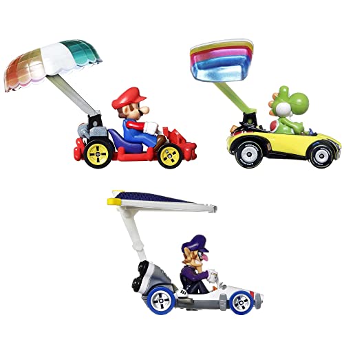 Hot Wheels Super Mario Character Car 3-Packs with 3 Character Cars in 1 Set, Gift for Kids & Collectors Ages 3 Years Old & Up