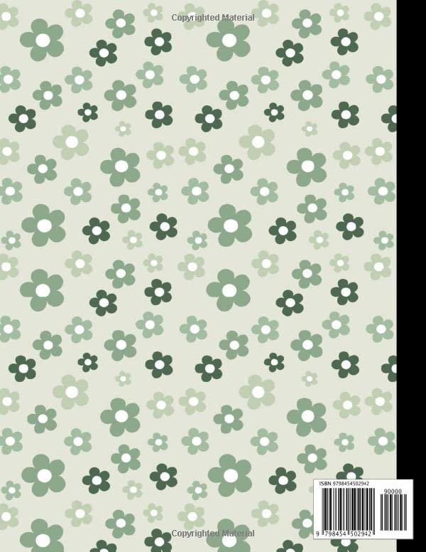 Composition Notebook: Retro Aesthetic Sage Green Daisy Floral Pattern | Wide Ruled Paper Book – 8.5 x 11” (100 Pages) | Blank Wide Lined Workbook for ... Students, Elementary, College, Study Notes