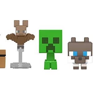 Minecraft Mob Head Minis Cave Explorers Pack with 2 Action Figures and Accessories, Steve and Creeper, Collectible Gift for Fans Age 6 Years and Older