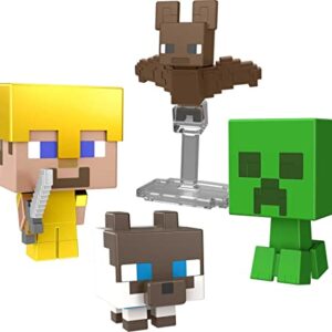 Minecraft Mob Head Minis Cave Explorers Pack with 2 Action Figures and Accessories, Steve and Creeper, Collectible Gift for Fans Age 6 Years and Older