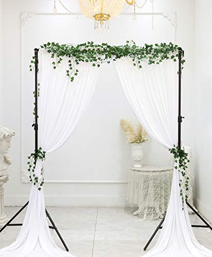 White Backdrop Curtain for Parties Wedding Backdrop Drapes Baby Shower Birthday Anniversary Videos Photography Decorations, 2 Panels, 5ft x 10ft