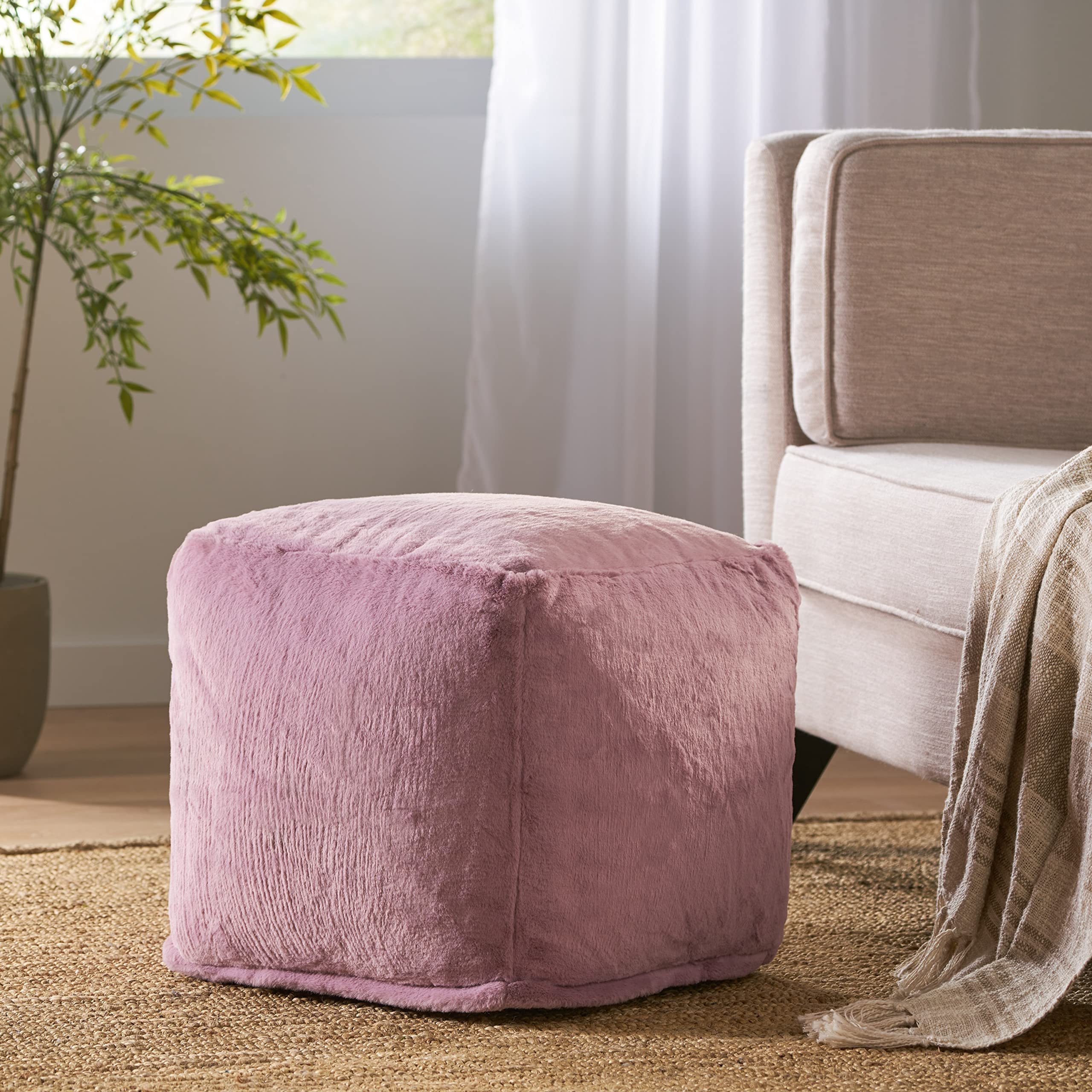 Christopher Knight Home Silkie Pouf, Lavender