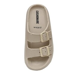 CUSHIONAIRE Women's Fame recovery slide sandals with +Comfort, Khaki 7