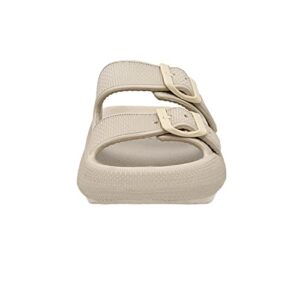 CUSHIONAIRE Women's Fame recovery slide sandals with +Comfort, Khaki 7