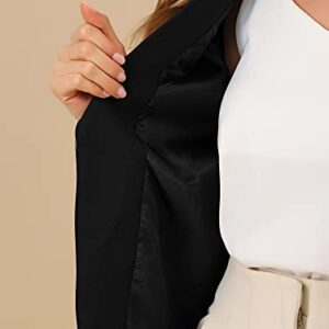 Allegra K Women's Open Front Office Work Business Casual Crop Suit Blazer Jacket Small Black-Solid