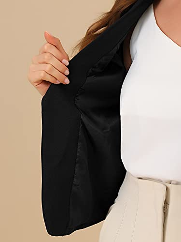 Allegra K Women's Open Front Office Work Business Casual Crop Suit Blazer Jacket Small Black-Solid