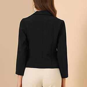 Allegra K Women's Open Front Office Work Business Casual Crop Suit Blazer Jacket Small Black-Solid