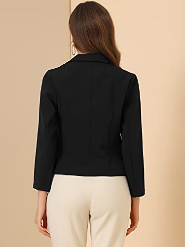 Allegra K Women's Open Front Office Work Business Casual Crop Suit Blazer Jacket Small Black-Solid