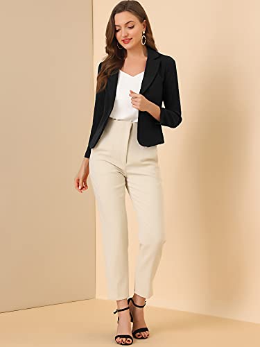 Allegra K Women's Open Front Office Work Business Casual Crop Suit Blazer Jacket Small Black-Solid