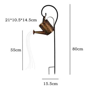 BB&UU Metal Garden Stake Lights,Outdoor Solar Garden Lights,Pathway Hollow Watering Can Solar Light,Decorative Fairy String Light Art Hanging Kettle Lantern-A 15.5x80cm(6x31inch)