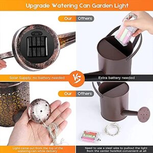 BB&UU Metal Garden Stake Lights,Outdoor Solar Garden Lights,Pathway Hollow Watering Can Solar Light,Decorative Fairy String Light Art Hanging Kettle Lantern-A 15.5x80cm(6x31inch)