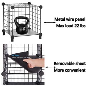 ANWBROAD Wire Cube Storage Organizer, 9 Cube Metal Grid, Wire Shelves Organizer, C grids Panels, Closet Organizer Shelves, Ideal for Bedroom Living Room Office 11.8” x 11.8” Black ULWT009B