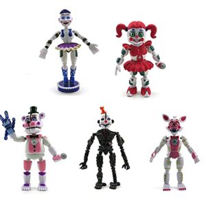 Toysvill FNAF Action Figures Sister Location (Set of 5 pcs), More Than 5 inches [Funtime Freddy Bear, Circus Baby, Ennard, Ballora, Funtime Foxy], Fun Action Simulator