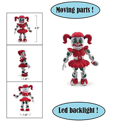 Toysvill FNAF Action Figures Sister Location (Set of 5 pcs), More Than 5 inches [Funtime Freddy Bear, Circus Baby, Ennard, Ballora, Funtime Foxy], Fun Action Simulator