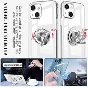 Guuboly Crystal Clear Designed for iPhone 13 Mini Case with Ring Holder Kickstand Soft Transparent Silicone Flexible Shockproof TPU Cover Protective Phone Case Slim Thin, 5.4 inch