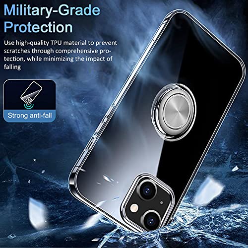 Guuboly Crystal Clear Designed for iPhone 13 Mini Case with Ring Holder Kickstand Soft Transparent Silicone Flexible Shockproof TPU Cover Protective Phone Case Slim Thin, 5.4 inch