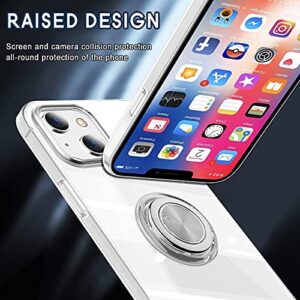 Guuboly Crystal Clear Designed for iPhone 13 Mini Case with Ring Holder Kickstand Soft Transparent Silicone Flexible Shockproof TPU Cover Protective Phone Case Slim Thin, 5.4 inch