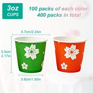 LITOPAK 400 Pack 3oz Disposable Bathroom Cups, Colorful Disposable Mouthwash Cups, Small Disposable Cups, Mini Paper Cups for Parties, Picnics, Barbecues, Travel and Events.