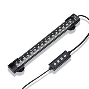 hygger 24/7 mode submersible aquarium led light, full spectrum hidden fish tank light with 3 rows beads 7 colors auto on off sunrise-daylight-moonlight, adjustable timer brightness 8w