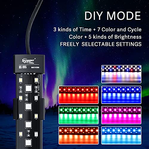 hygger 24/7 Mode Submersible Aquarium LED Light, Full Spectrum Hidden Fish Tank Light with 3 Rows Beads 7 Colors Auto On Off Sunrise-Daylight-Moonlight, Adjustable Timer Brightness 8W