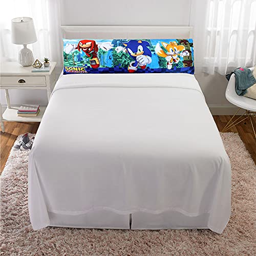 Sonic The Hedgehog Bedding Super Soft Microfiber Zippered Body Pillow Cover, 54 in x 20 in, (Official Sega Sonic Product) Anime