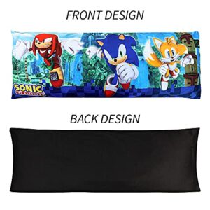 Sonic The Hedgehog Bedding Super Soft Microfiber Zippered Body Pillow Cover, 54 in x 20 in, (Official Sega Sonic Product) Anime