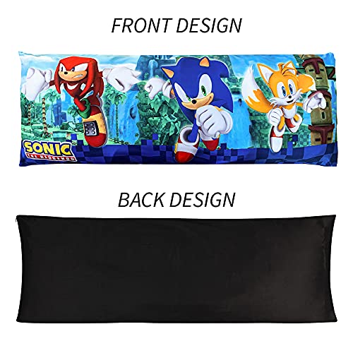 Sonic The Hedgehog Bedding Super Soft Microfiber Zippered Body Pillow Cover, 54 in x 20 in, (Official Sega Sonic Product) Anime