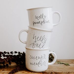 Sweet Water Decor Fall Coffee Mugs | Seasonal 16oz Ceramic Campfire Coffee Cup | Microwave & Dishwasher Safe Autumn Mug Great for Halloween, Pumpkin Spice Lattes & Thanksgiving (Hello Pumpkin)